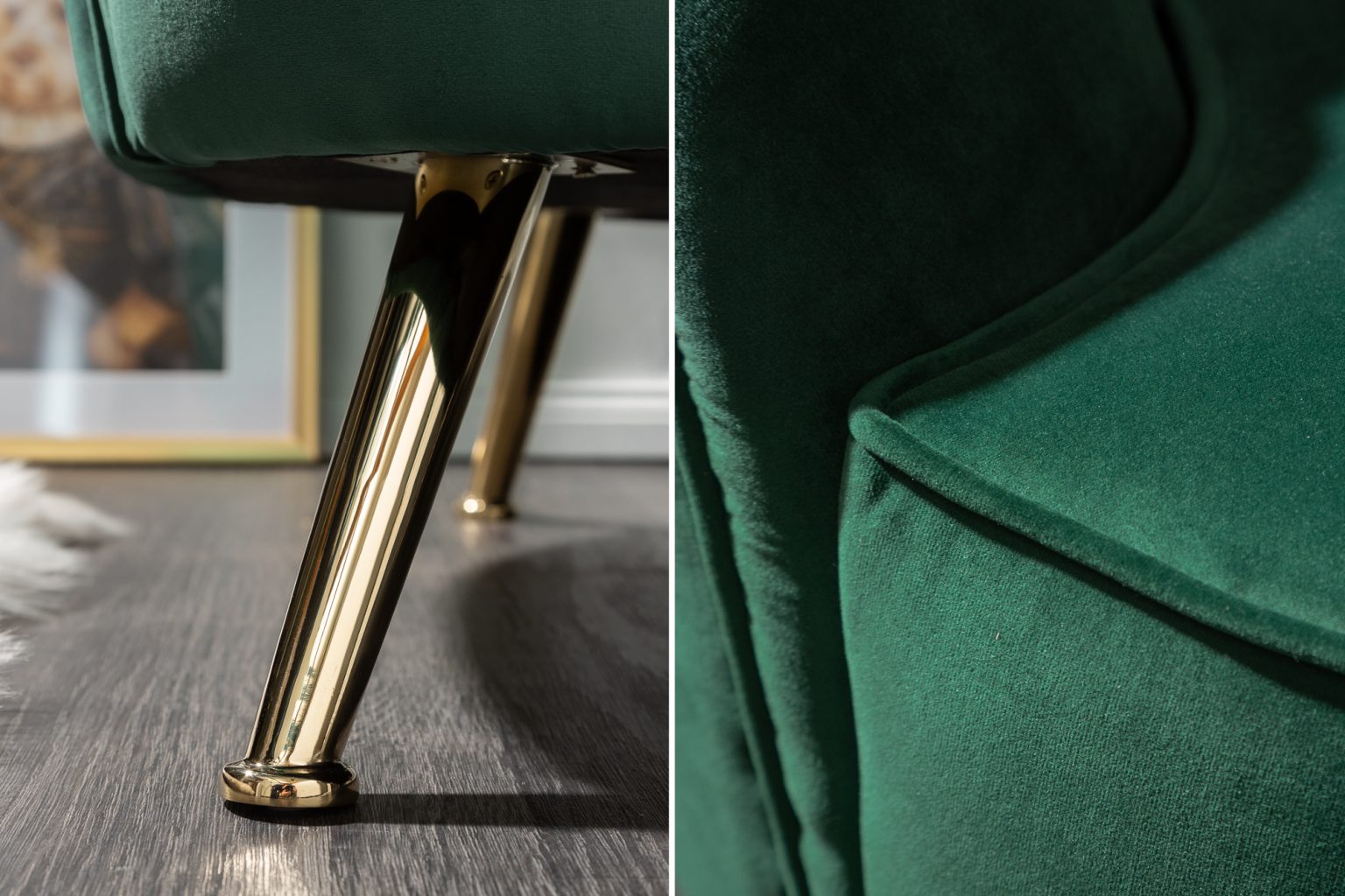 Diivan Arielle 220cm Samet Roheline - Nordicstudio